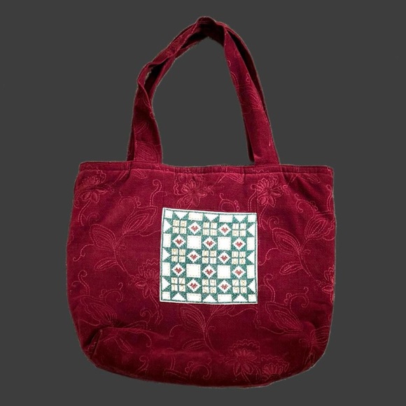 Bags | Vintage Dark Red Tote Bag | Poshmark